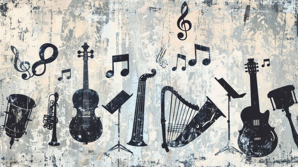 Musical Silhouettes. Symphony of Shadows and Light Stock Photo - Image ...