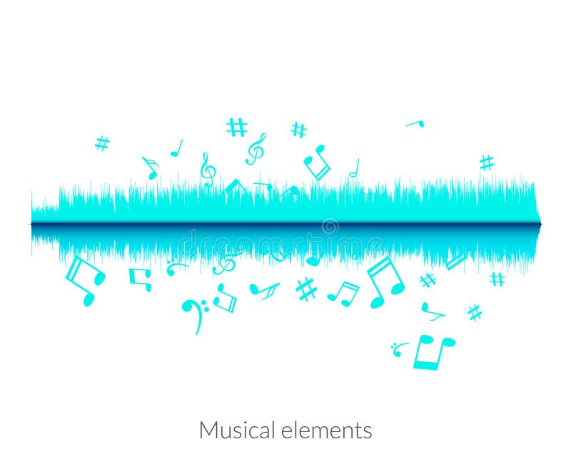 Musical Sound Wave Equalizer Stylish Concept. Audio Wave with Notes ...