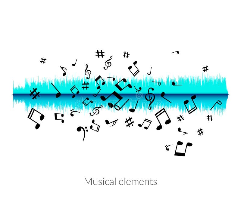 Musical Sound Wave Equalizer Stylish Concept. Audio Wave with Notes ...