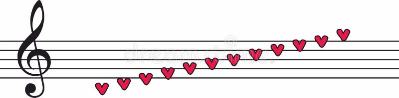 Musical Staff with Heart Notes, Stock Vector - Illustration of ...