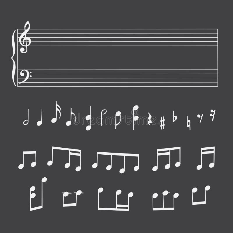 Musical staff and notes stock vector. Illustration of graphic - 93400299