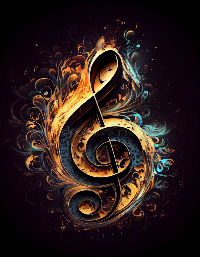 Musical Symbol Surrounded by Flames Created with Generative AI ...