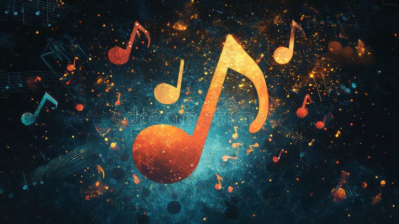 Musical Symphony: Abstract Music Notes Design on Dark Backdrop with ...