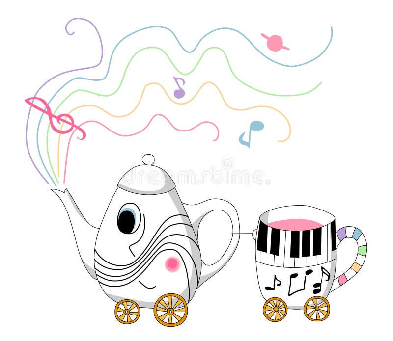 Musical Teapot Cup Train Stock Illustrations – 2 Musical Teapot Cup ...