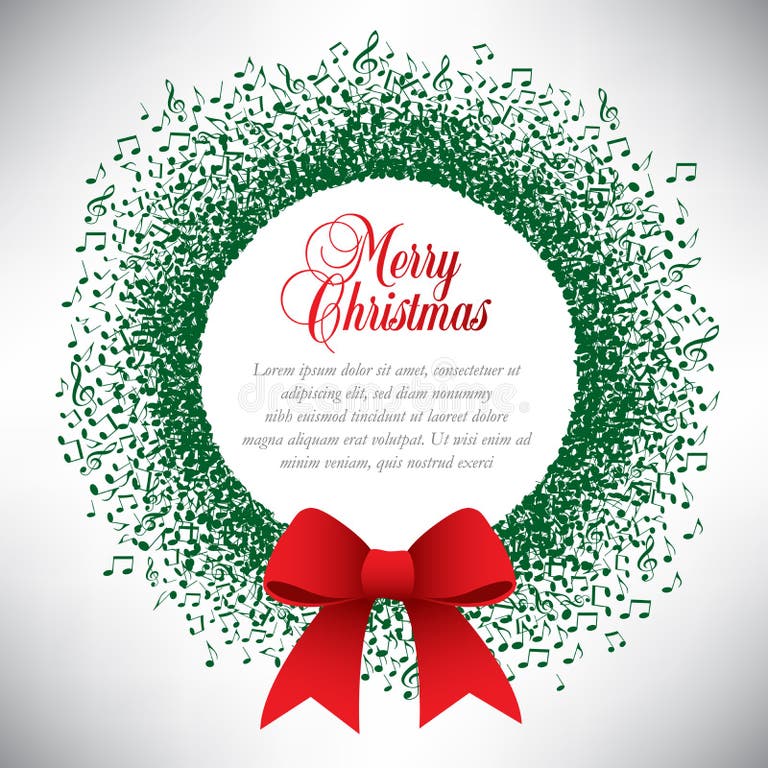 Musical Theme Christmas Wreath Stock Vector - Illustration of page ...