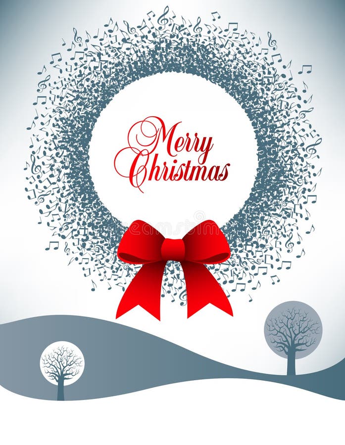 Musical Theme Christmas Wreath Stock Vector - Illustration of ...