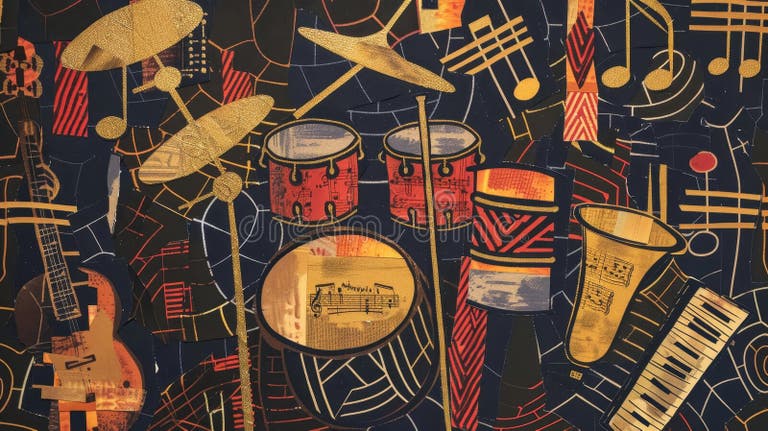 Collage Musical Notes Instruments Stock Illustrations – 211 Collage ...