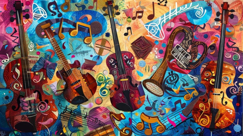 Collage Musical Notes Instruments Stock Illustrations – 211 Collage ...