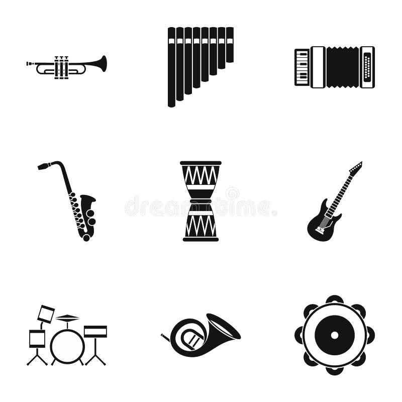 Musical Tools Icons Set, Simple Style Stock Vector - Illustration of ...