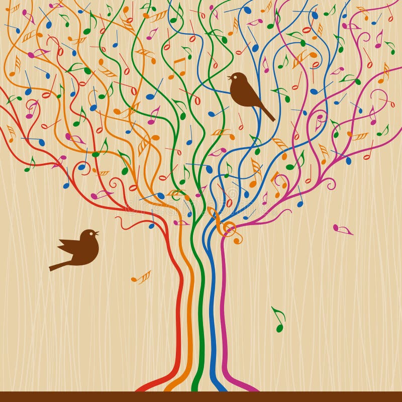 Abstract Musical Tree Made with Instruments Stock Vector - Illustration ...
