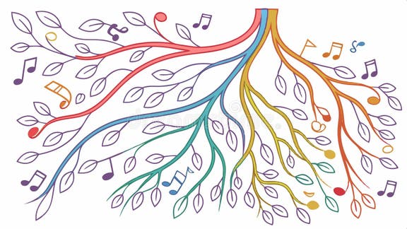 Musical Tree Branches with Notes, Melody and Nature Harmony Vector ...