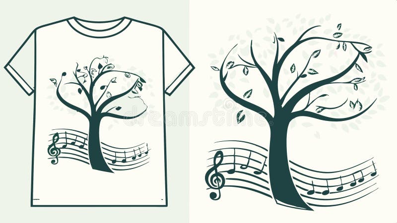 Musical Tree Design, Notes and Tree, Creative Art, Melody Nature Blend ...