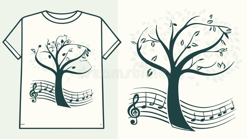 Musical Tree Design, Notes and Tree, Creative Art, Melody Nature Blend ...