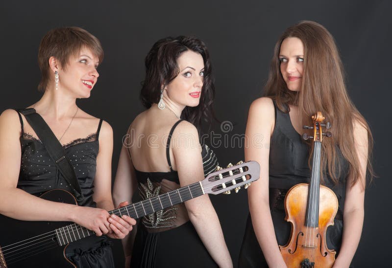 Musical Trio! stock image. Image of accordion, girls - 28507737