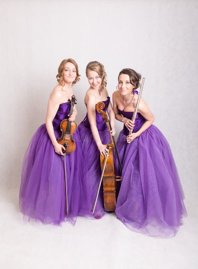 Musical trio in the studio stock image. Image of string - 63643721