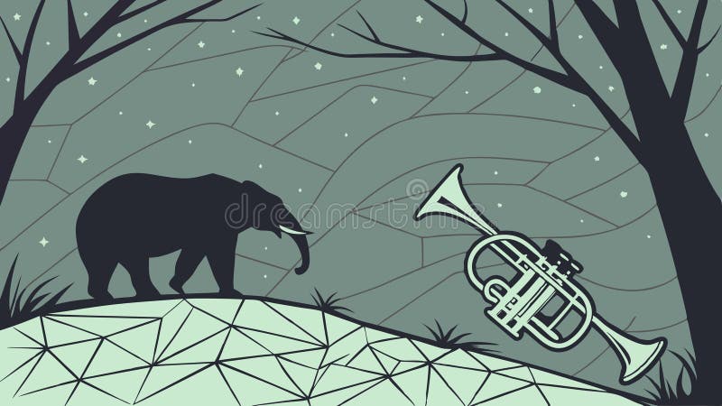 Musical Trumpet in a Forest with an Elephant, a Harmonious Wilderness ...