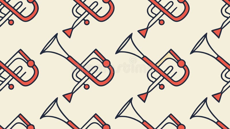 Musical Trumpets Pattern: Brass Instruments Music Theme Vector, Vector ...