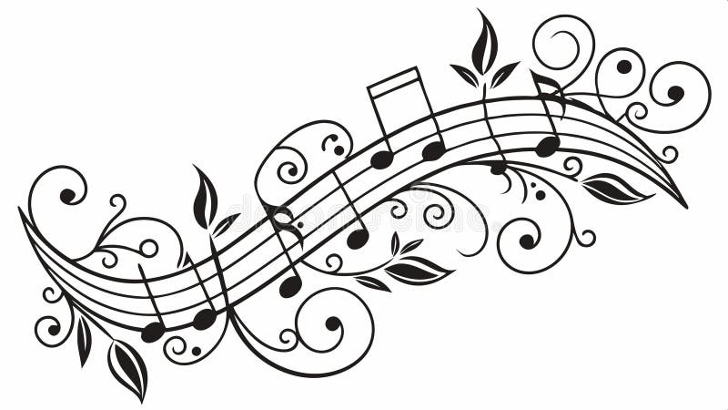 Music Notes Swirl Ornament, Decorative Musical Design, Vector Art ...