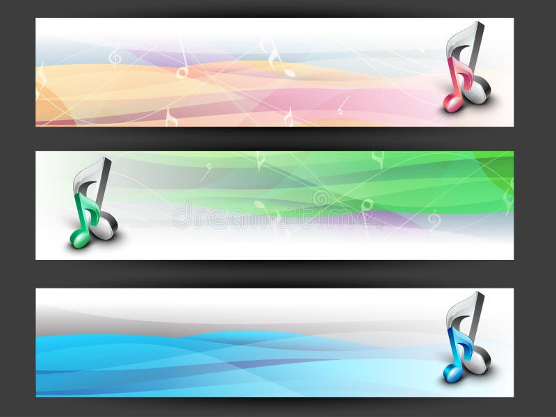 Musical Website Header or Banner Set. Stock Vector - Illustration of ...