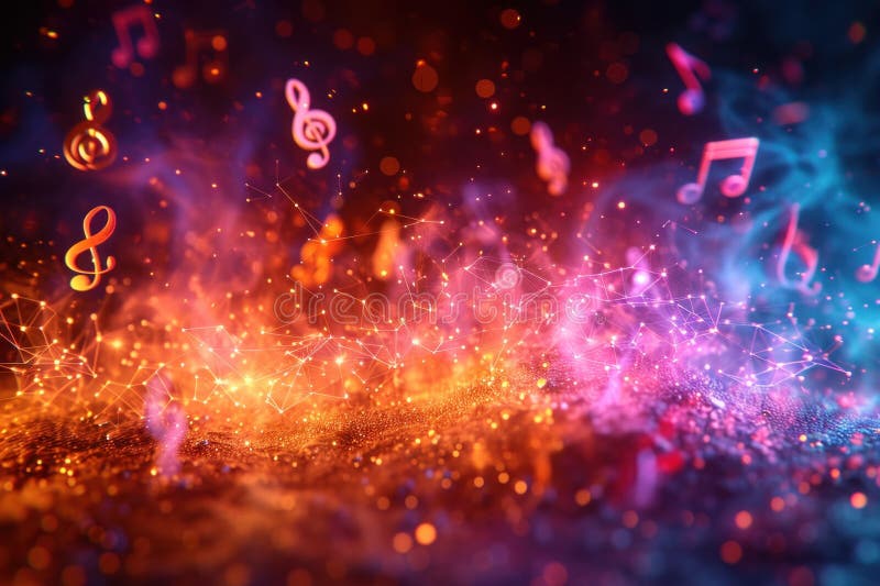 Musical Whirlwind: an Abstract Background with Light Notes Creates an ...