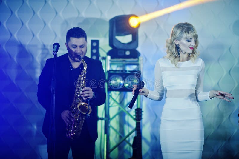 Musicial Music Live Band Performing on a Stage Stock Image - Image of ...