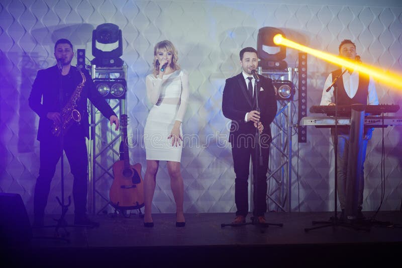 Musicial Music Live Band Performing on a Stage Stock Photo - Image of ...