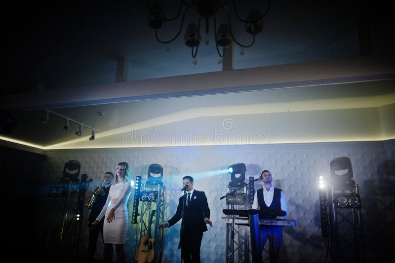 Musicial Music Live Band Performing on a Stage Stock Image - Image of ...