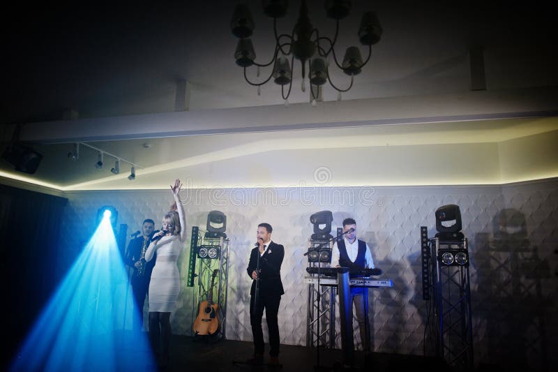 Musicial Music Live Band Performing on a Stage Stock Photo - Image of ...