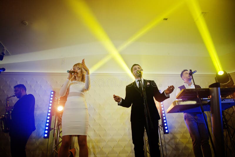 Musicial Music Live Band Performing on a Stage Stock Photo - Image of ...