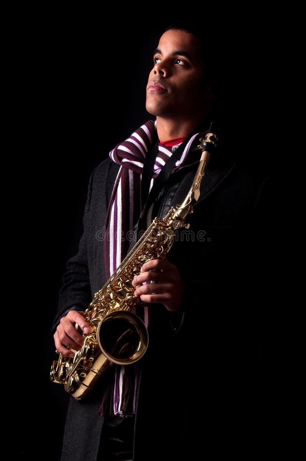 Side View of Man Playing Saxophone Stock Photo - Image of casual ...