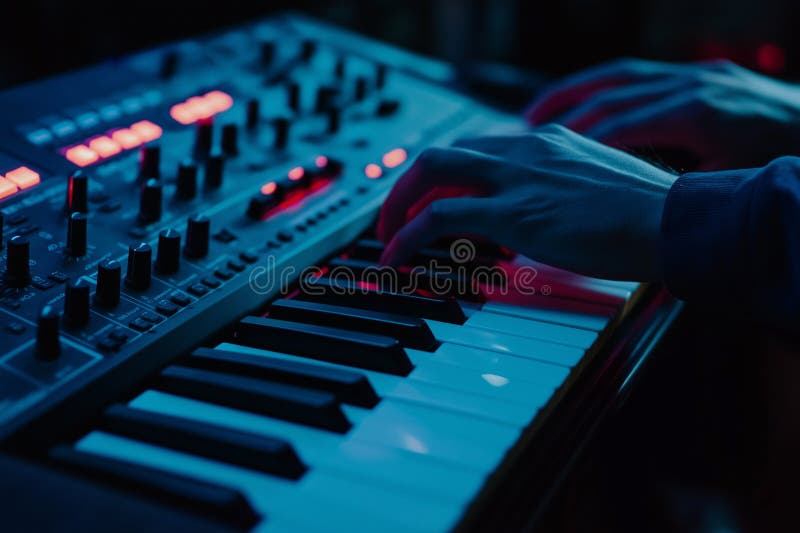 Musician Composing Music with Digital Audio Workstation (DAW Stock ...