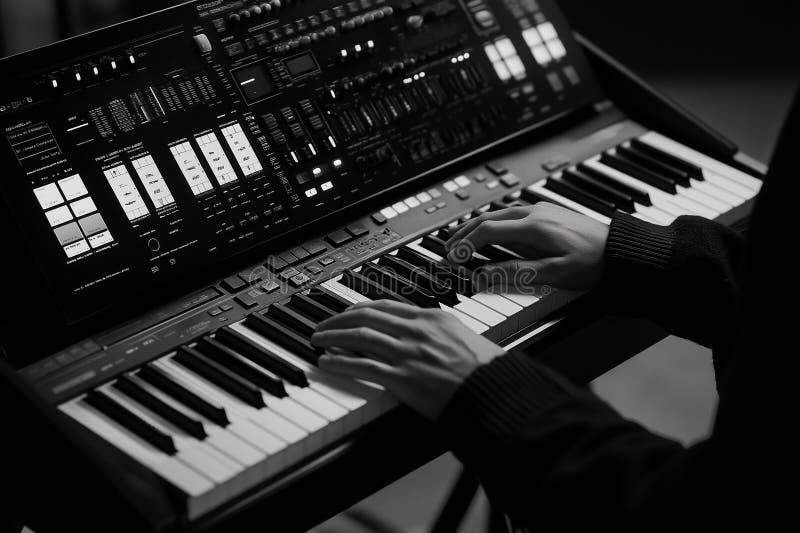 Musician Composing Music with Digital Audio Workstation (DAW Stock ...