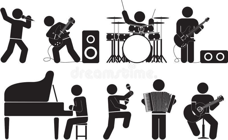 Vector Set of Various Stylized Dj Icons. Pictogram Icon Set. Stock ...