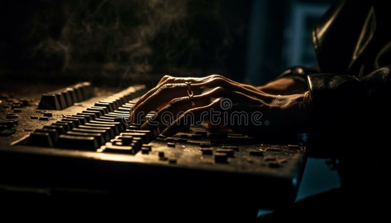 Musician Hand Skillfully Controls Electrical Equipment in Recording ...