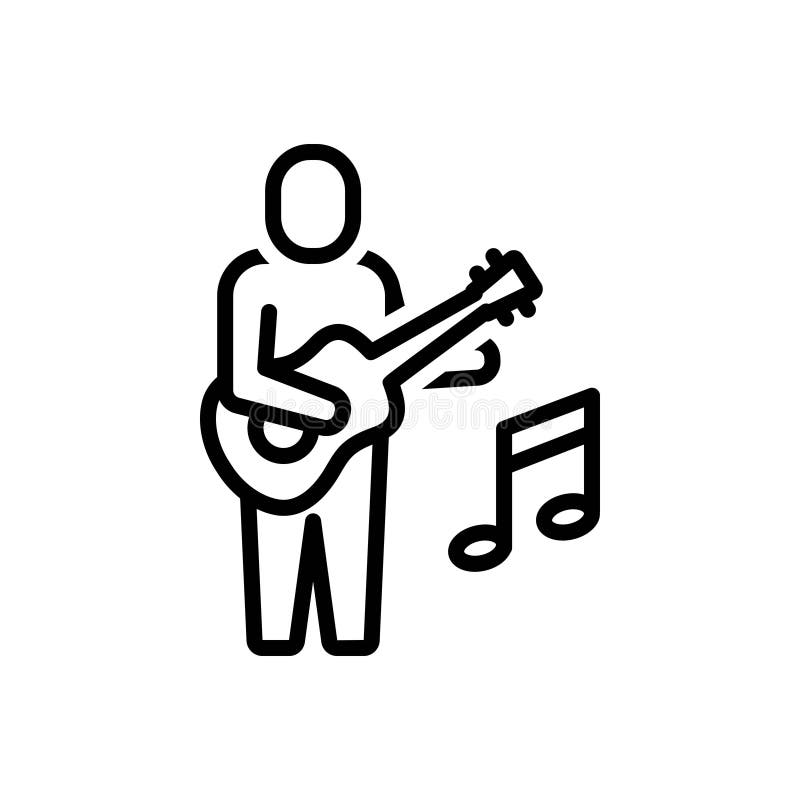Black Line Icon for Musician, Player and Performer Stock Illustration ...