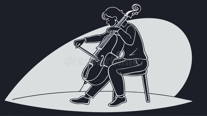 Musician Playing Cello, Elegant Classical Music Performance, Vector ...