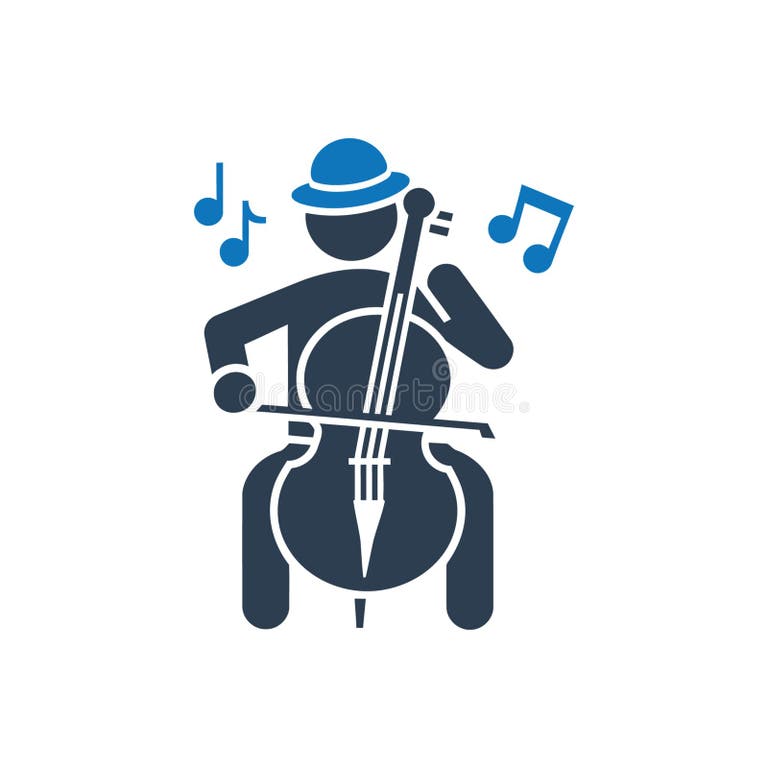 Musician Playing Cello Icon Stock Vector - Illustration of icon ...