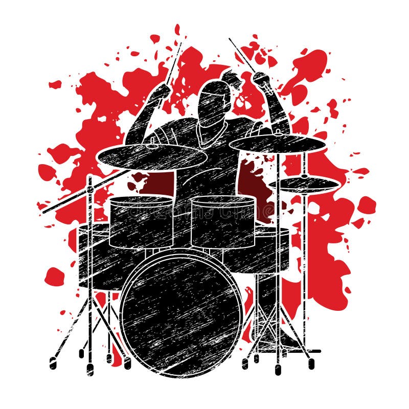 Musician Playing Drum, Music Band Stock Vector - Illustration of ... Musician Playing Drum, Music Band Stock Vector - Illustration of ...