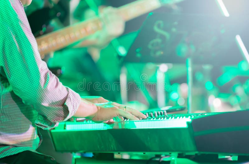 Musician Playing Electronic Keyboard, Selective Focus Stock Photo ...