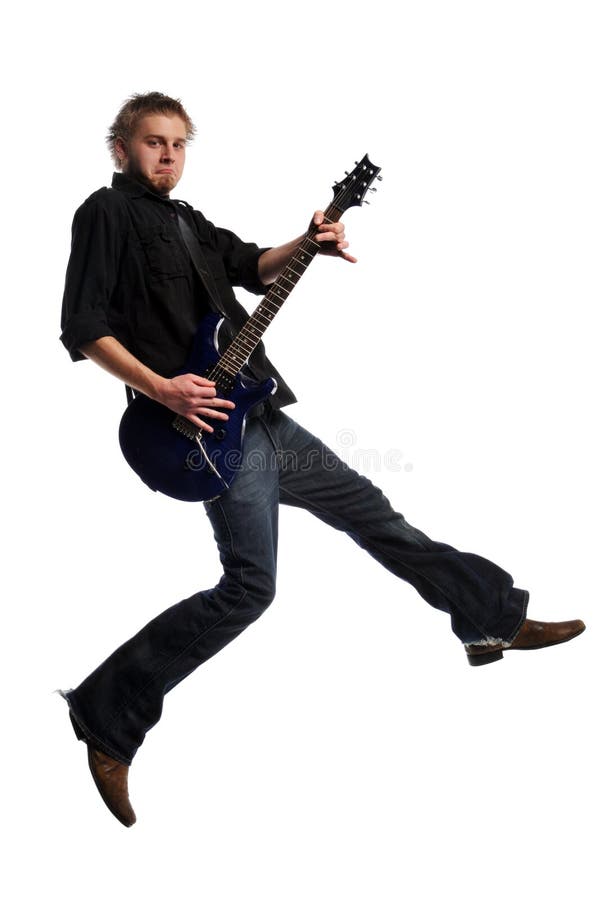 Rock Star Jumping with Guitar Stock Image - Image of loud, rocker: 17967687