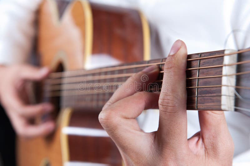 Playing Acoustic Guitar with Fire Flame Screen. Stock Image - Image of ...