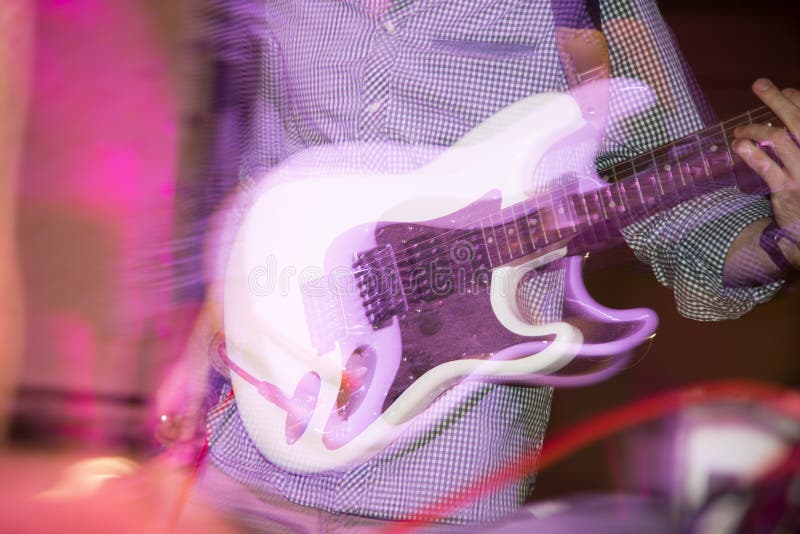 Musician Playing Guitar in a Rock Band Stock Photo - Image of solo ...