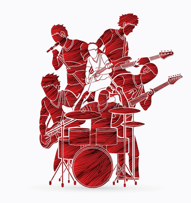 Musician Playing Music Together, Music Band Composition. Stock Vector ...