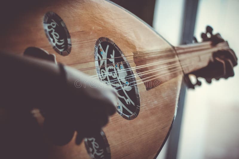 Musician Playing Note on Instrument Oud Stock Photo - Image of eastern ...