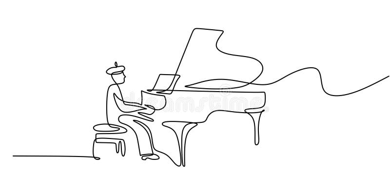 Musician Playing the Piano. One Line Drawing Vector Stock Vector ...
