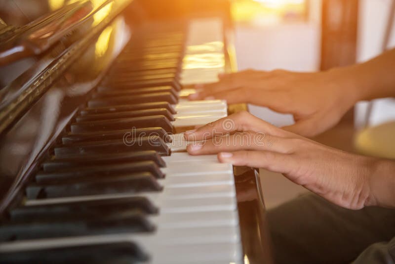 Musician Playing Piano with Vintage Filter Stock Photo - Image of ...