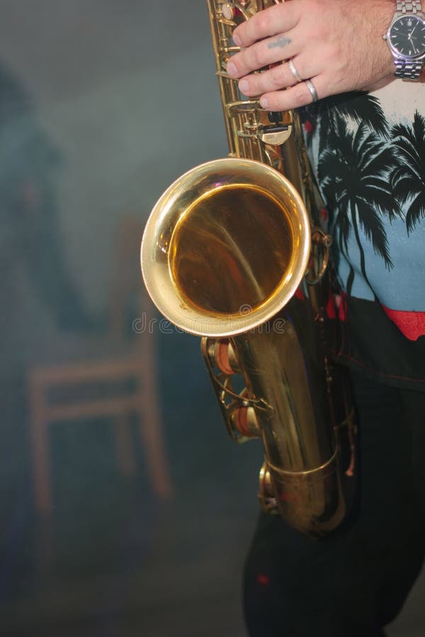 Musician Playing on the Saxophone at Concert. Stock Image - Image of ...