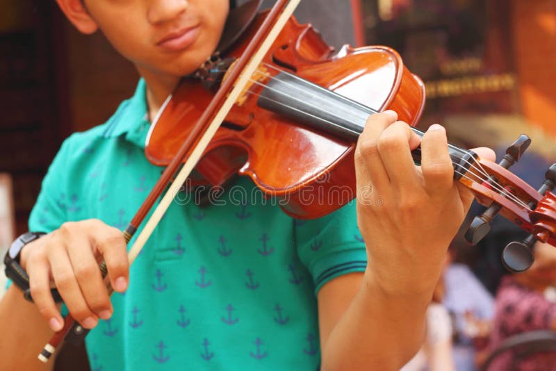 Musician Playing Violin Melodically at the Park Stock Photo - Image of ...