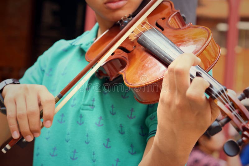 Musician Playing Violin Melodically at the Park Stock Photo - Image of ...