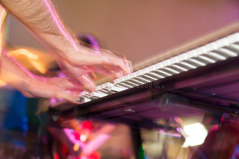Musician Plays Keyboards in a Rock Band Stock Image - Image of midi ...